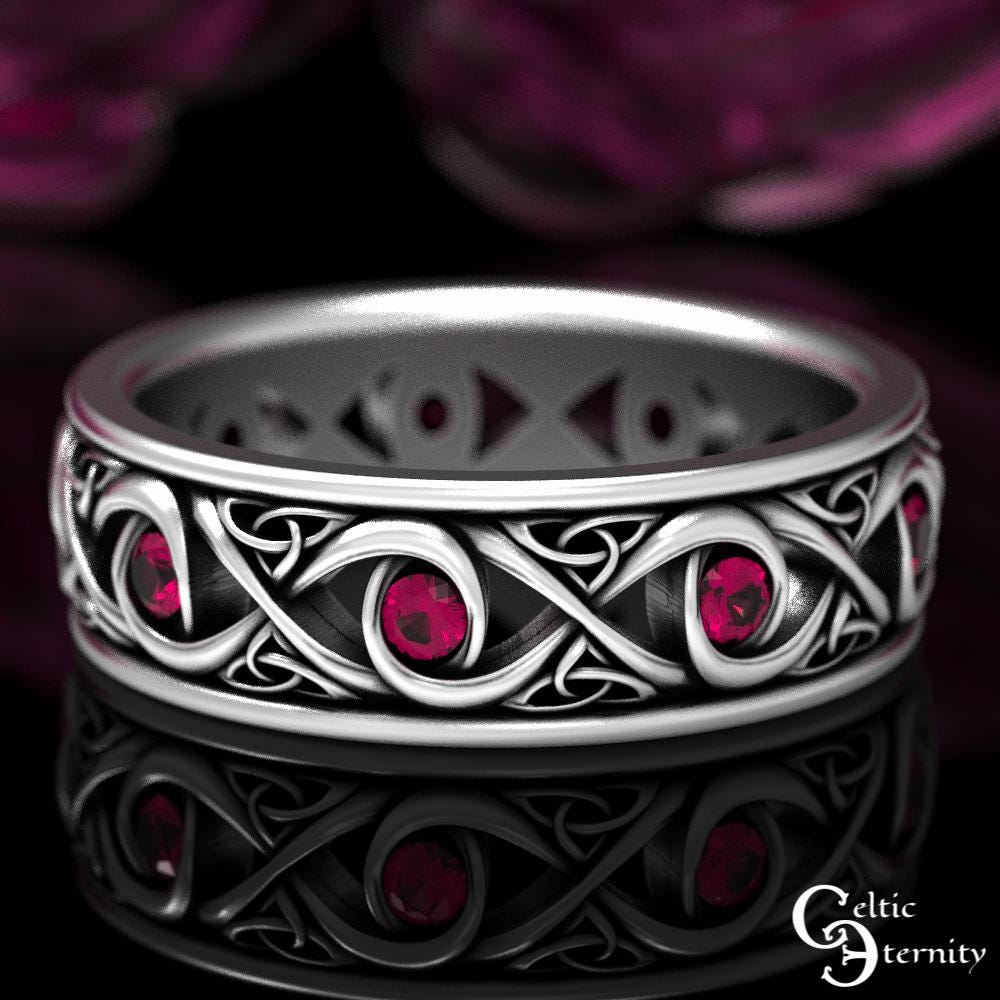 Infinity Ruby Wedding Ring, Celtic Ruby Wedding Ring, Infinity Knot ...