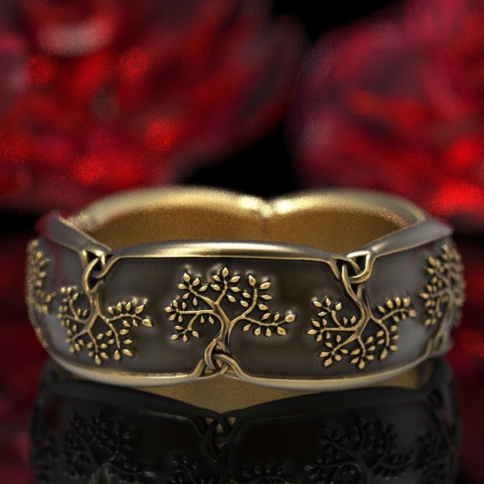 Celtic Gold Tree of Life Ring Gold Tree of Life Kabbalah | Etsy