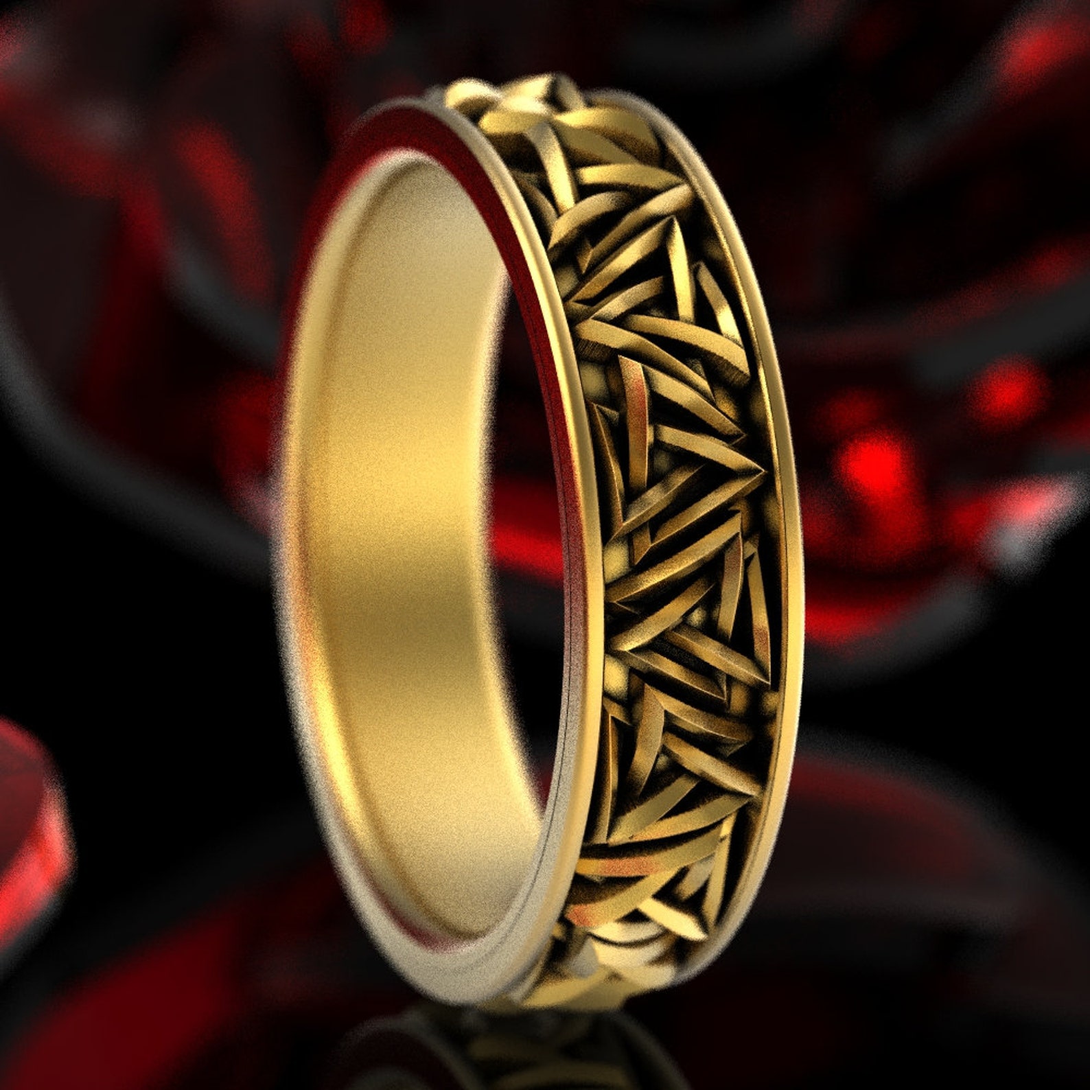 Gold Valknut Knot Ring Viking Rune Ring Odin Rune Jewelry | Etsy