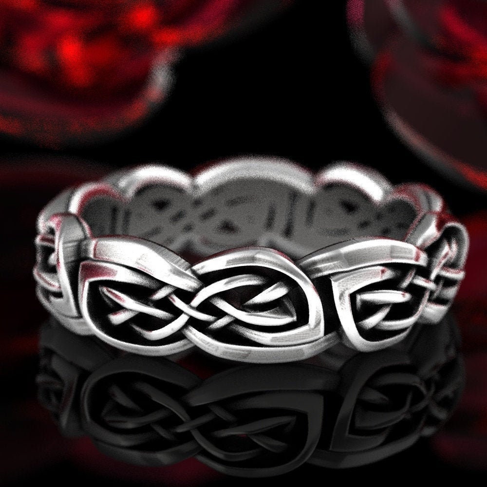 Braided Infinity Knot Celtic Ring, Sterling Silver Woven Wedding Band ...