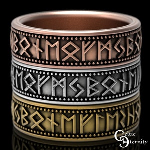 Rune Ring, Viking Ring, Gold Nordic Rune Ring, Viking Rune Wedding Band ...