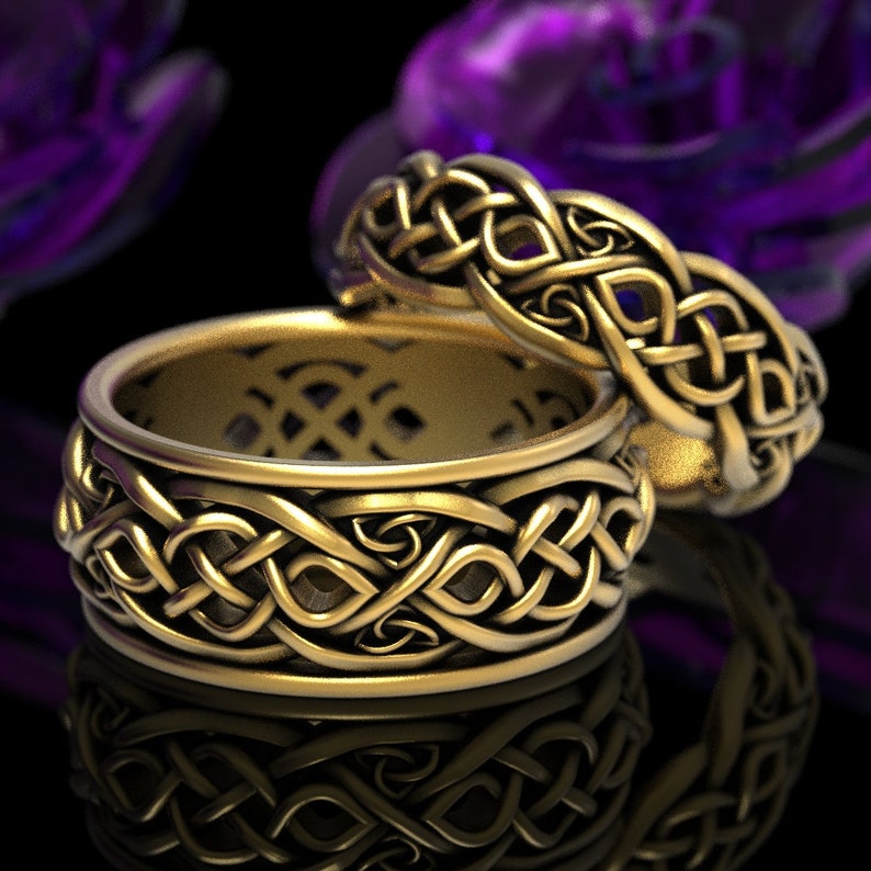 Infinity Wedding Band Set Gold Celtic Ring Set Celtic - Etsy