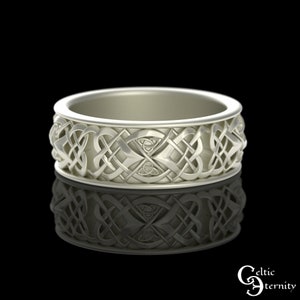 Mens Celtic Woven Ring, Gold or White Gold Celtic Wedding Ring, Mens Gold Wedding Band, Mens ...
