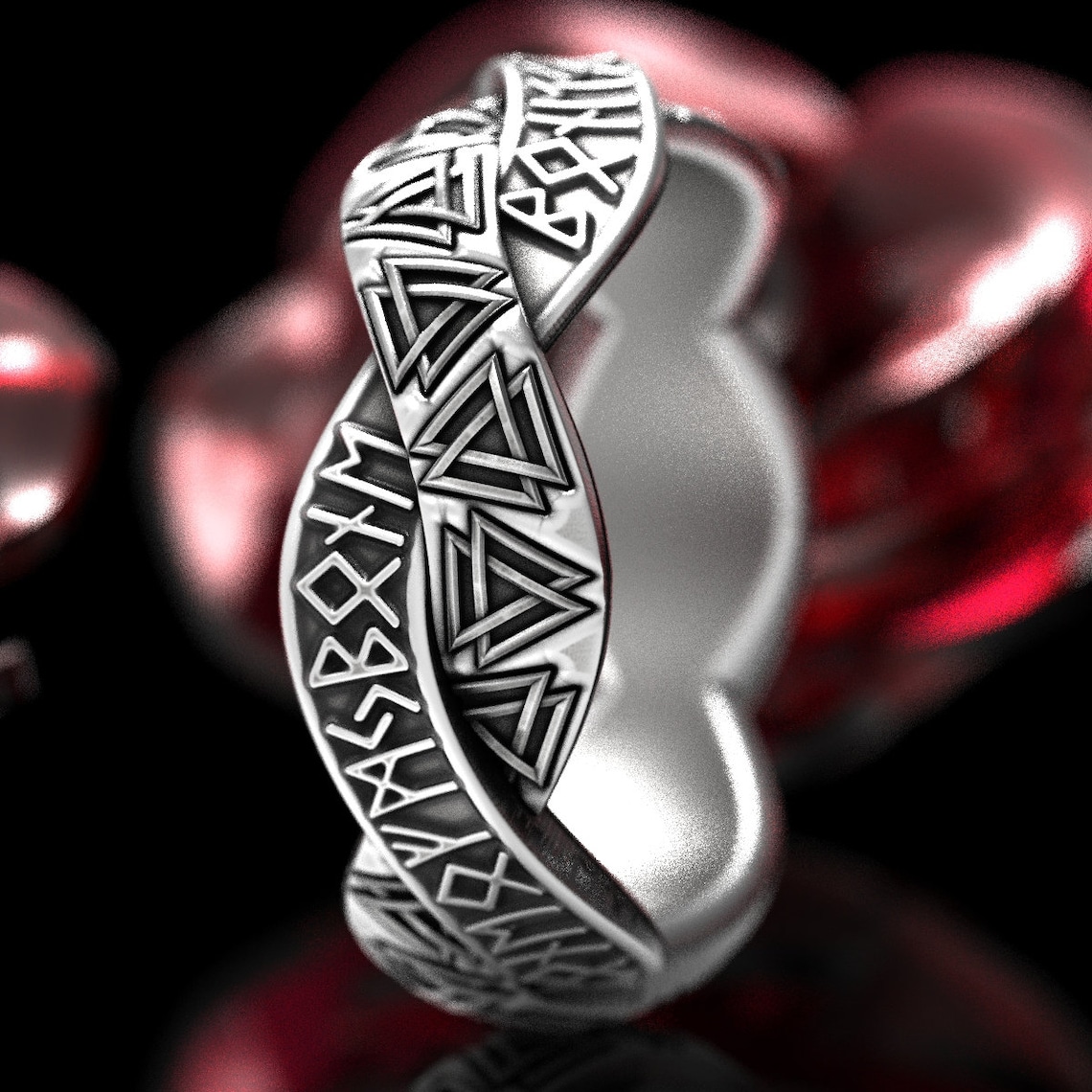 Sterling Silver Nordic Rune Ring Rune Wedding Band Magical | Etsy