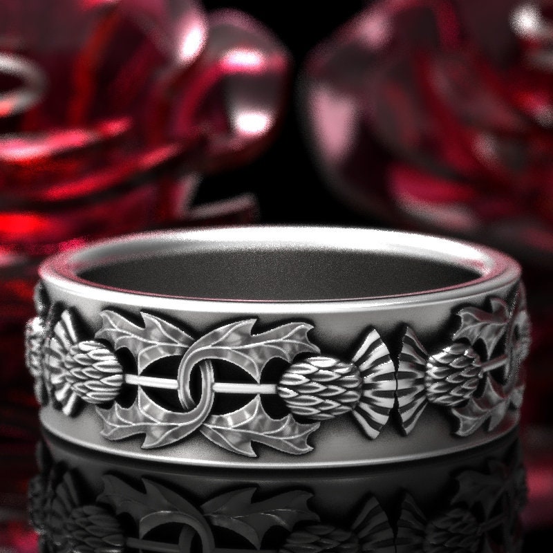 Sterling Thistle Ring, Scottish Thistle Ring, Thistle Wedding Ring ...
