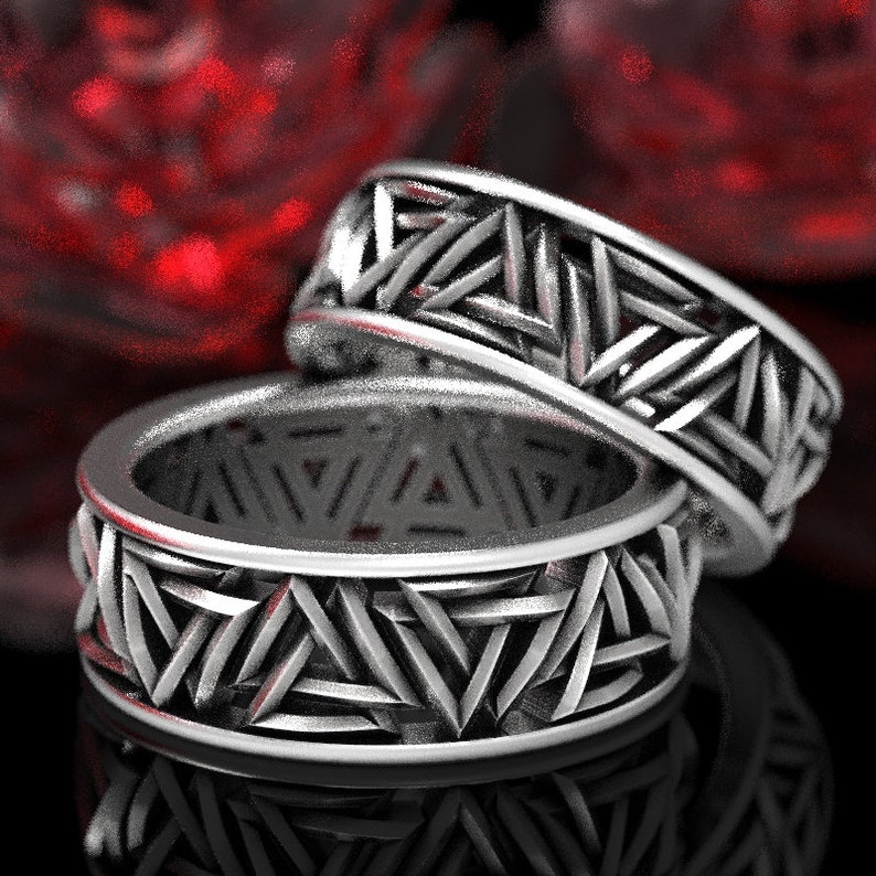 Valknut Knot Viking Silver Ring Set Viking Wedding Ring Set - Etsy