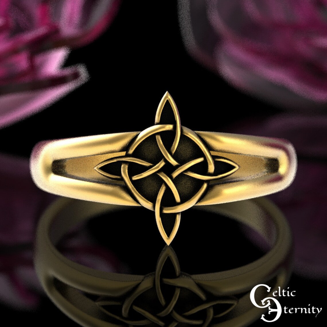 Simple Gold Knotwork Ring, Gold Witch's Knot Ring, 10K Womens Celtic ...
