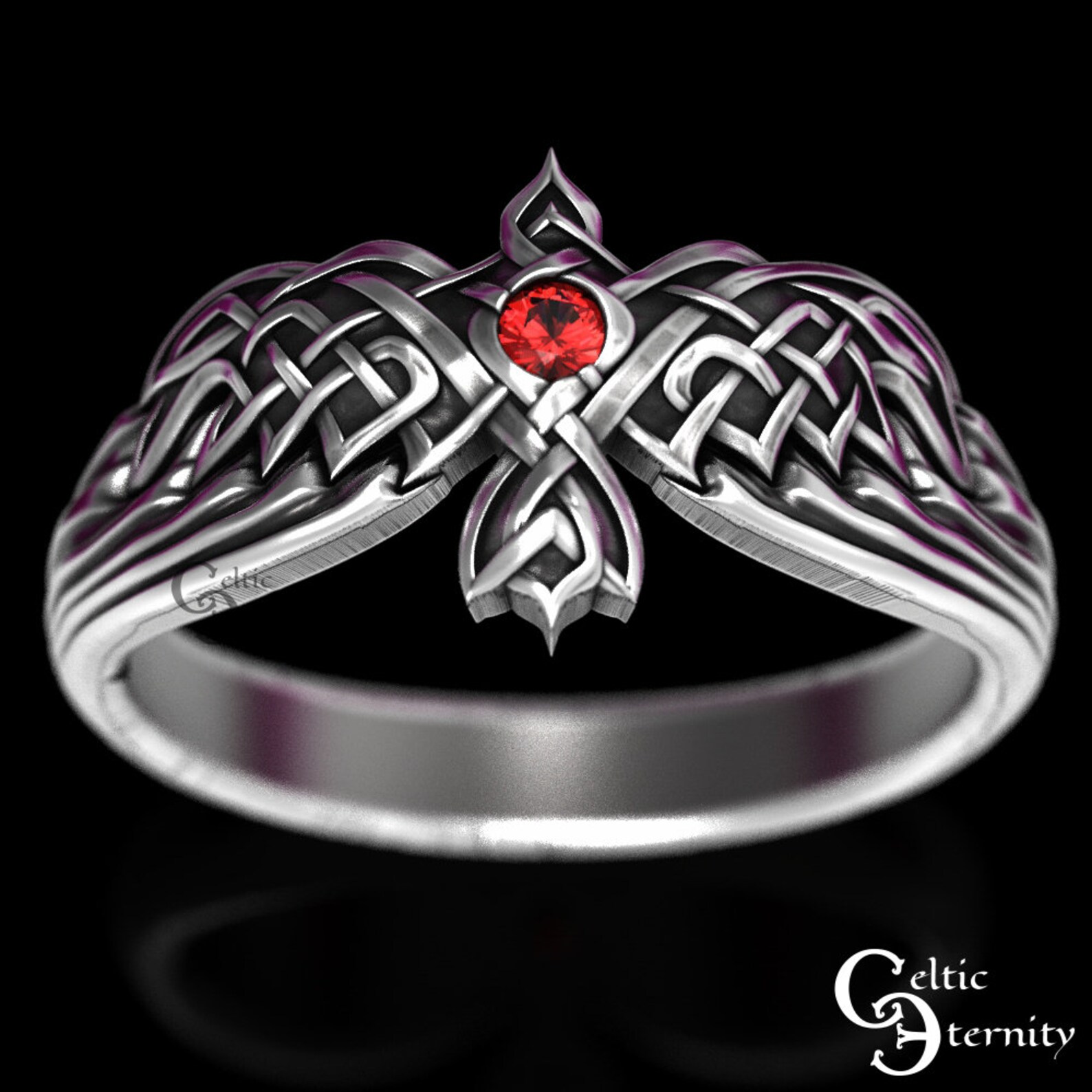 Ruby Gold Raven Ring Celtic Wedding Ring Odin Raven Ring | Etsy