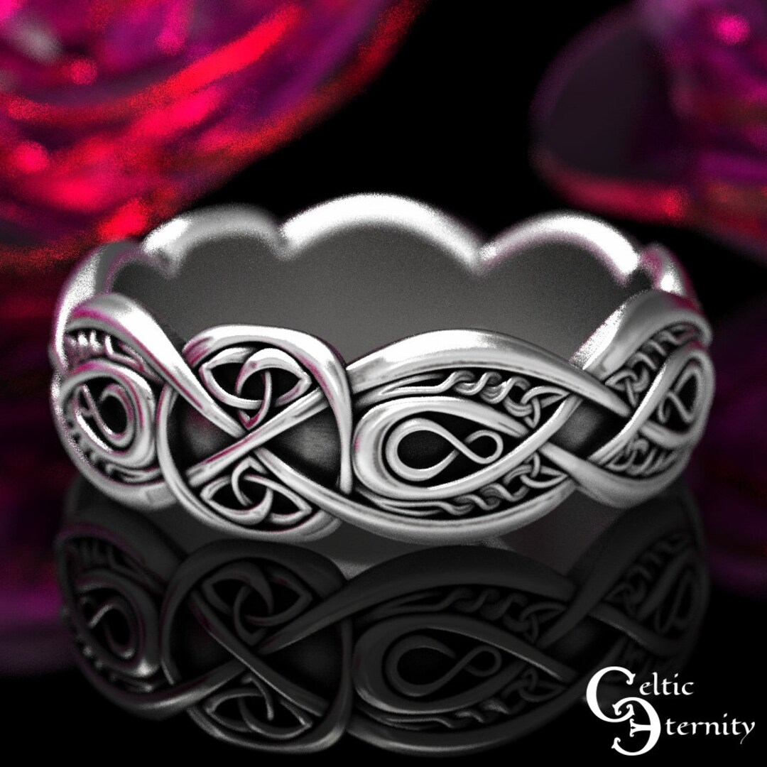Celtic Trinity Ring, Sterling Silver Celtic Wedding Ring, Intricate ...