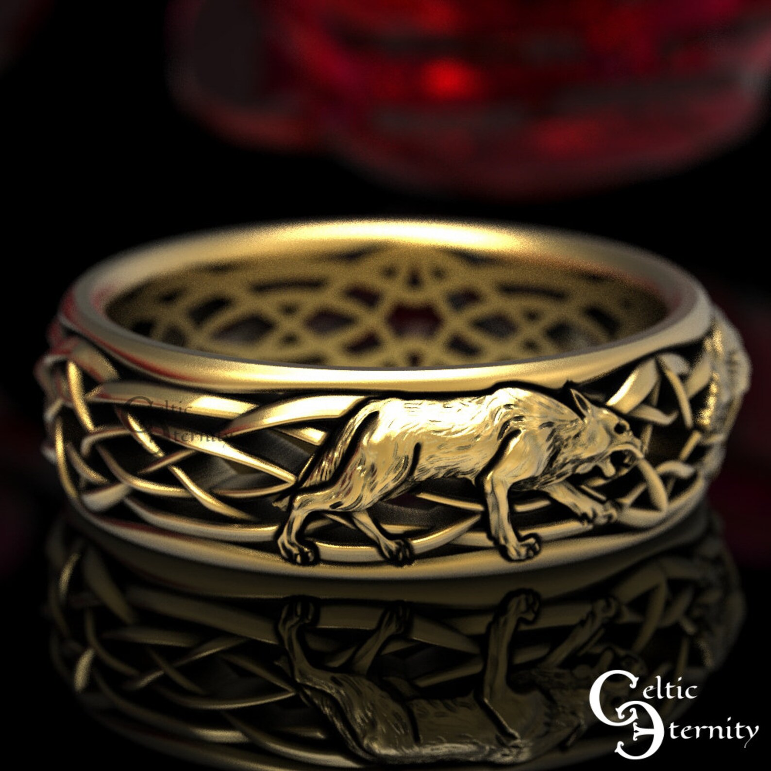 Direwolf Gold Ring Celtic Wolf Ring Viking Wolf Ring Norse - Etsy