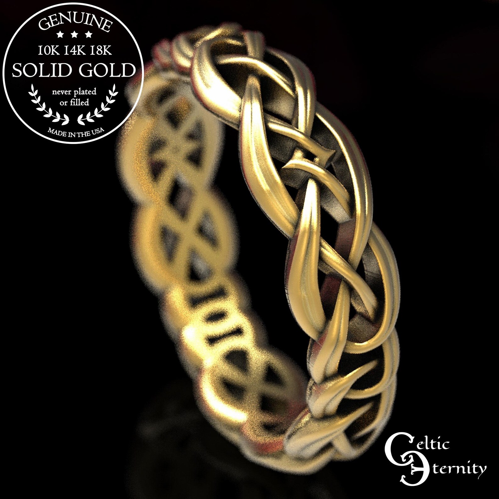 Womens Gold Celtic Forever Band, Celtic Wedding Ring, 10K 14K 18K Gold ...