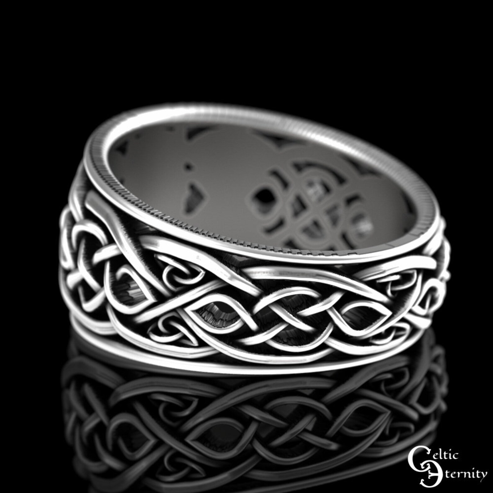 Mens Viking Wolf Knotwork Ring, Sterling Wolf Herald Ring, Silver ...
