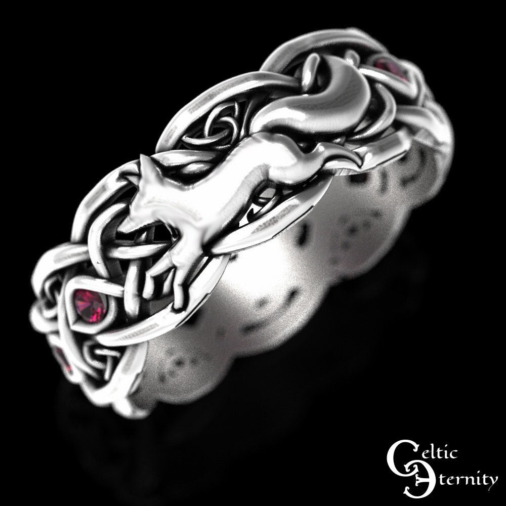 Ruby Fox Wedding Ring, Womens Sterling Fox Ring, Ruby Fox Ring, Fox ...