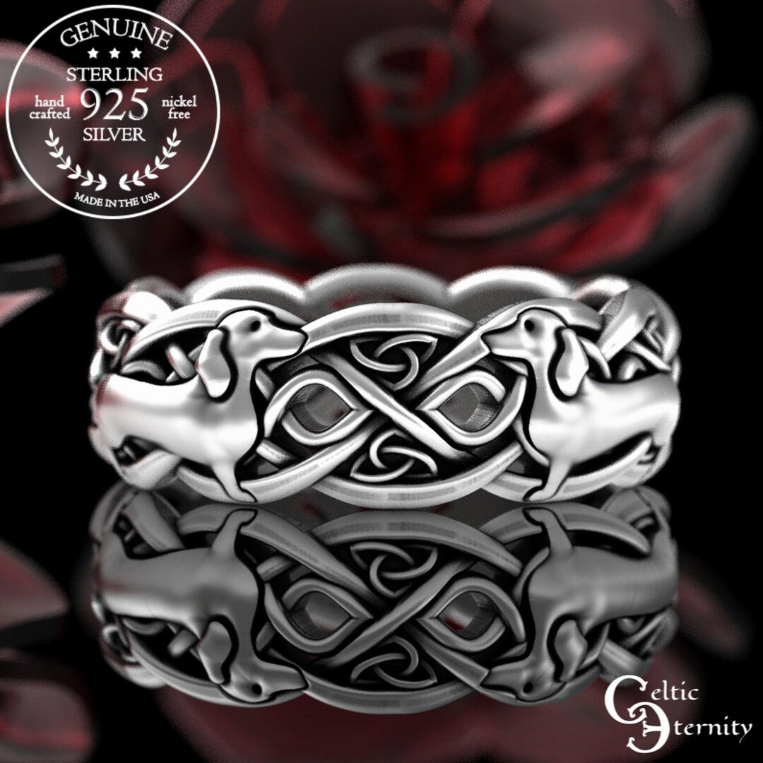 Dachshund Ring, Sterling Silver Dog Ring, Celtic Dog Ring, Dachshund ...