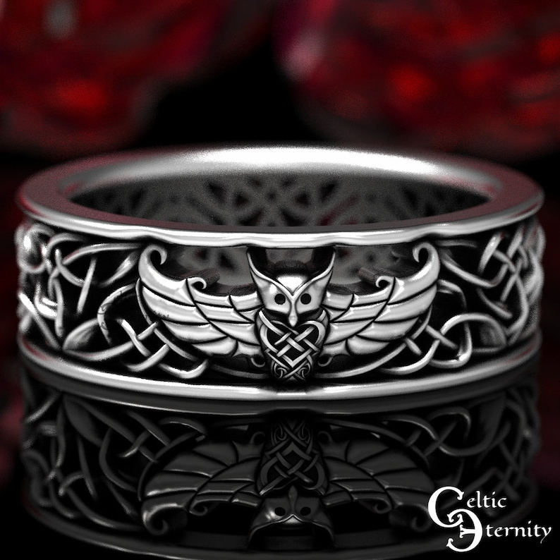 Odin Viking Owl Ring, Viking Wedding Band, Men's Viking Ring, Celtic ...