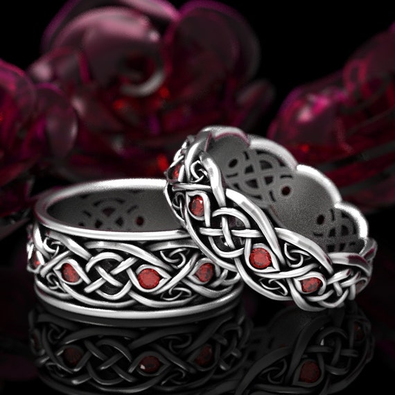 Infinity Wedding Ring Set Matching Ruby Wedding Rings | Etsy