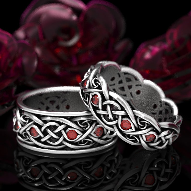 Infinity Wedding Ring Set Matching Ruby Wedding Rings | Etsy