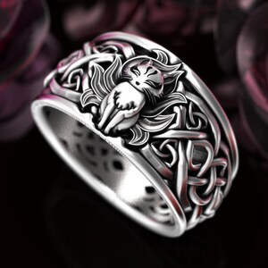 Kitsune Fox Celtic Ring, Kitsune Ring Sterling Silver, Fox Kitsune ...
