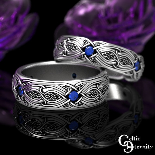 Silver Celtic Matching Wedding Rings Infinity Triquetra - Etsy
