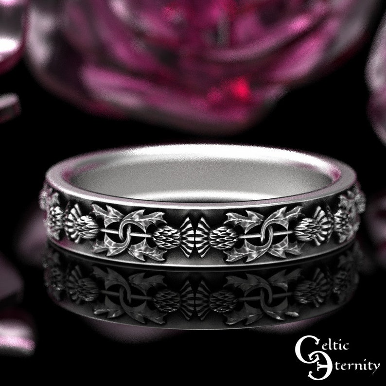 Sterling Silver Thistle Wedding Ring Womens Thistle Wedding - Etsy