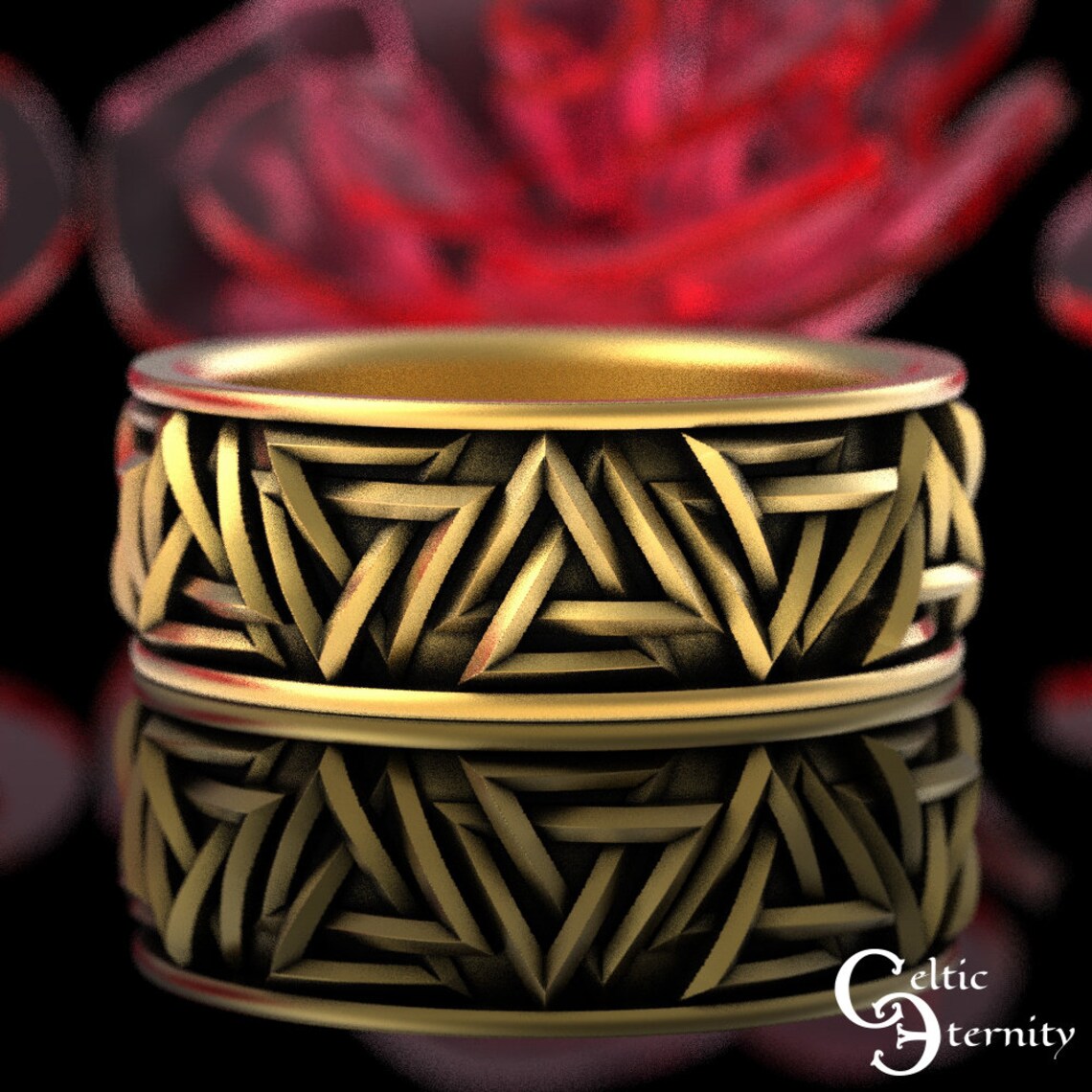 Gold Valknut Ring Gold Viking Wedding Band Gold Triangle - Etsy