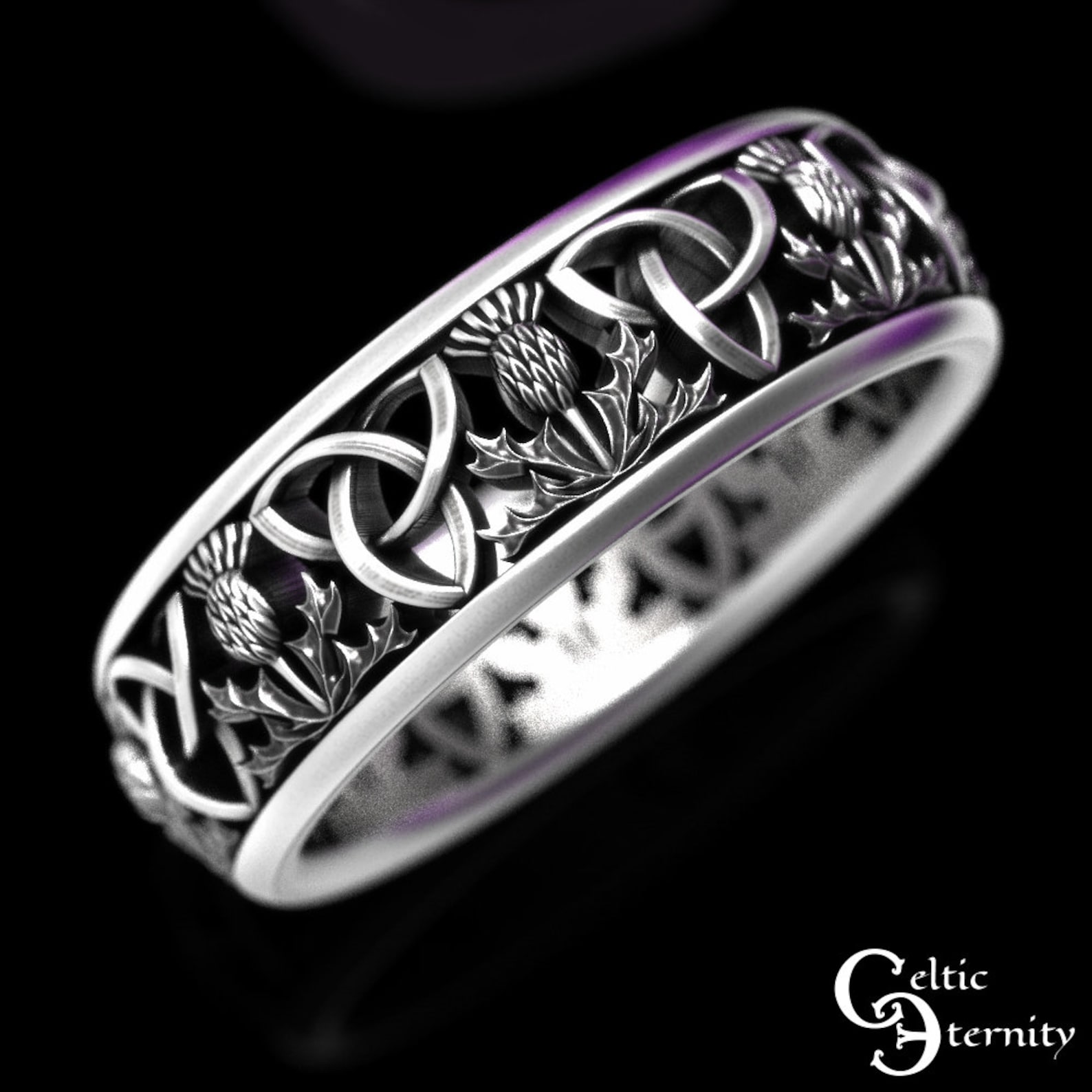 Sterling Simple Celtic Ring, Classic Scottish Thistle Ring, Silver ...