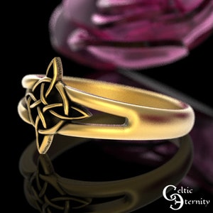 Simple Gold Knotwork Ring, Gold Witch's Knot Ring, 10K Womens Celtic ...