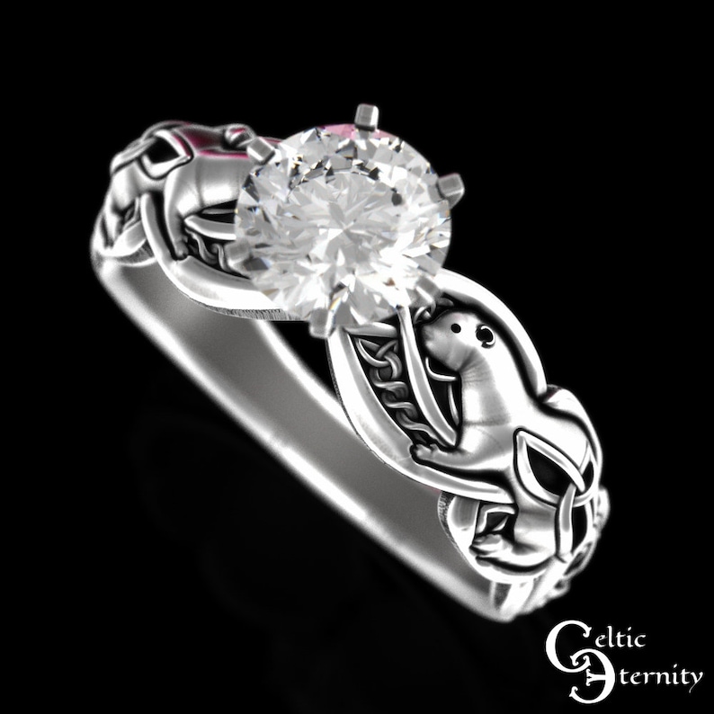 10K 14K Gold Otter Engagement Ring Moissanite Otter Ring - Etsy