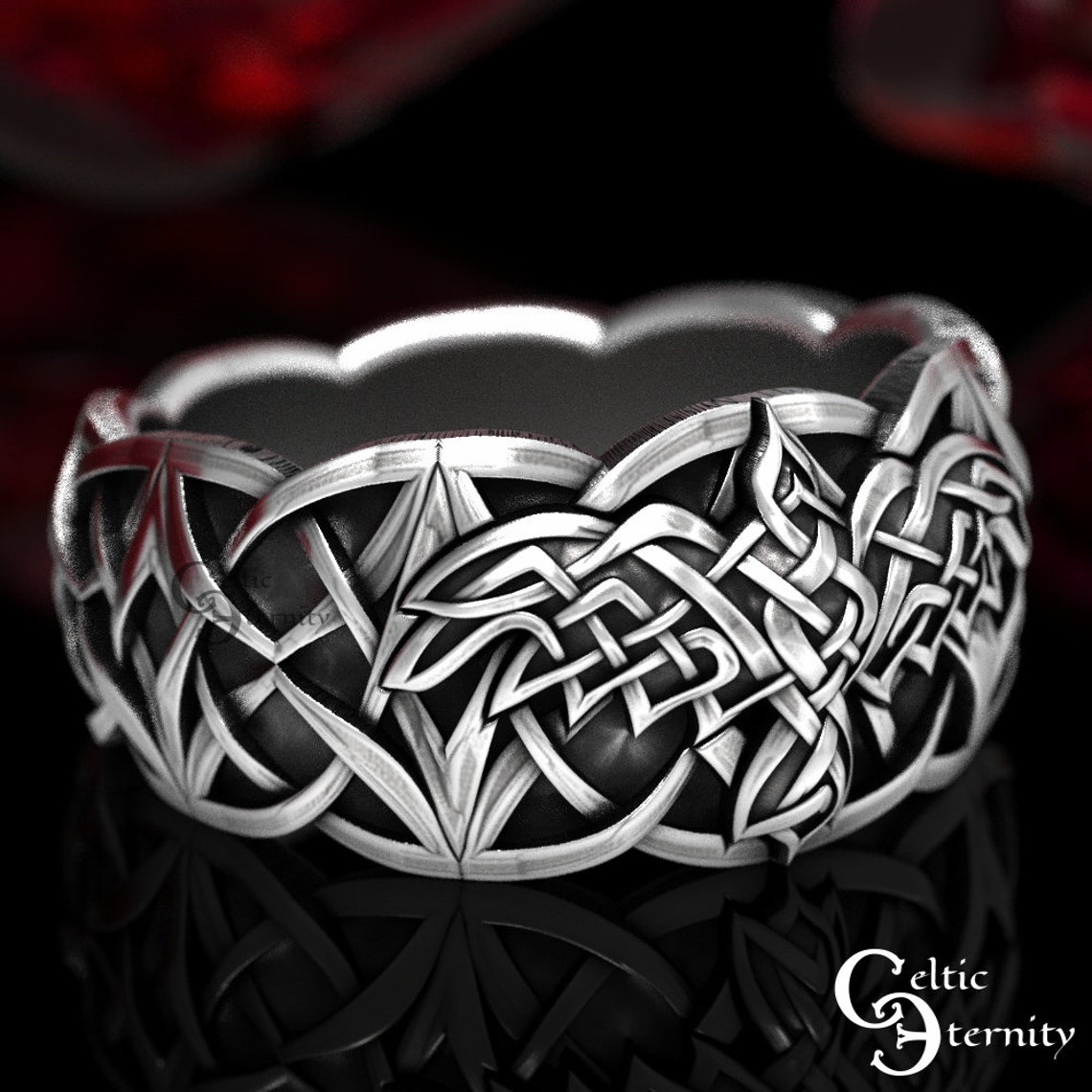 Sterling Silver Celtic Raven Ring Raven Wedding Band Mens - Etsy