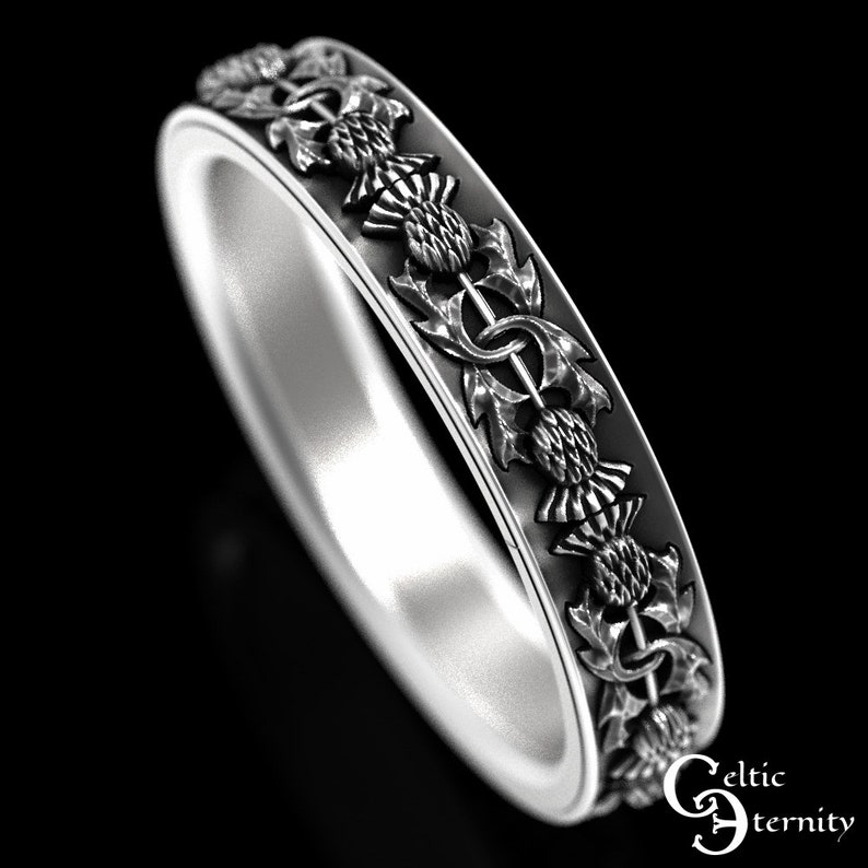 Sterling Silver Thistle Wedding Ring Womens Thistle Wedding - Etsy