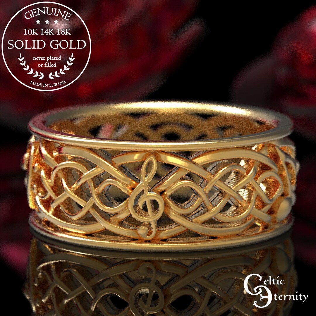 Gold Music Note Ring, Gold Music Wedding Ring, Music Note Ring, Music ...