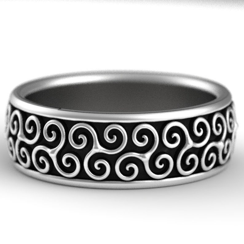 Repeating Celtic Pattern Ring Sterling Silver Triskele Ring - Etsy