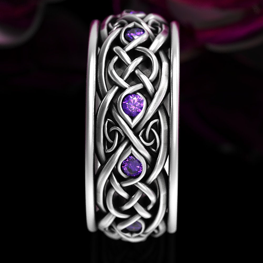 Sterling Silver Infinity Wedding Ring Celtic Amethyst Wedding | Etsy