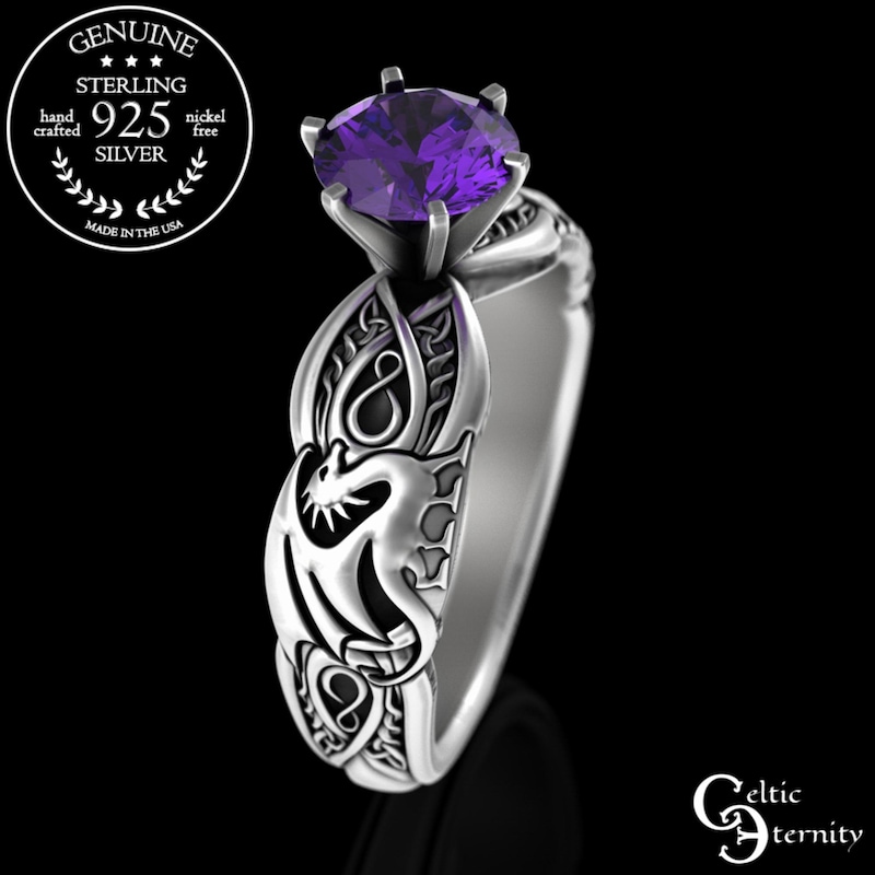 Purple Gem Celtic Ring - Etsy