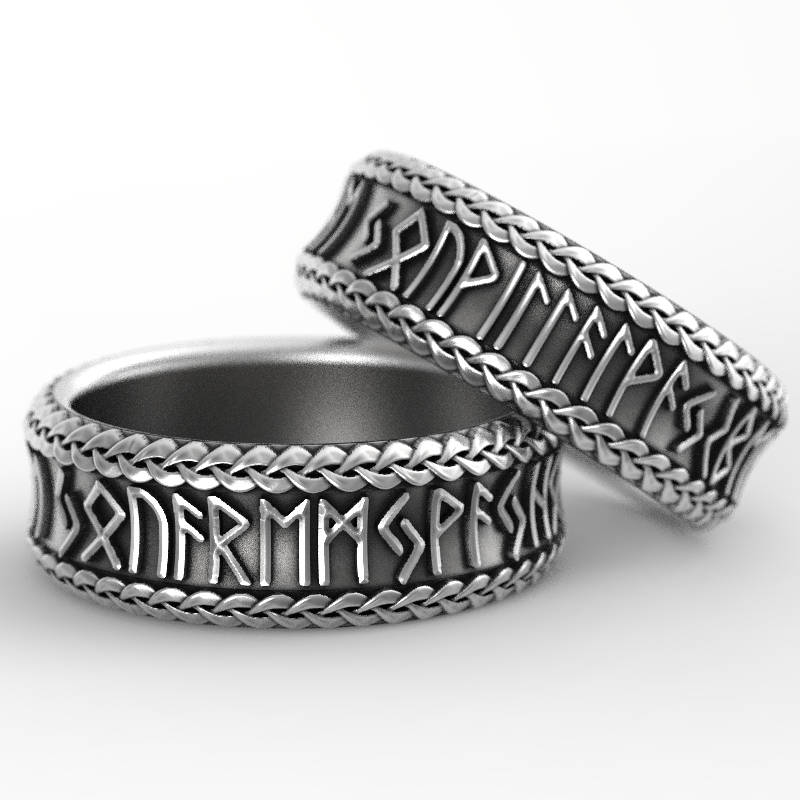 RESERVED FOR Katrina Custom Runes Viking Rune Ring Set, Silver Rune ...