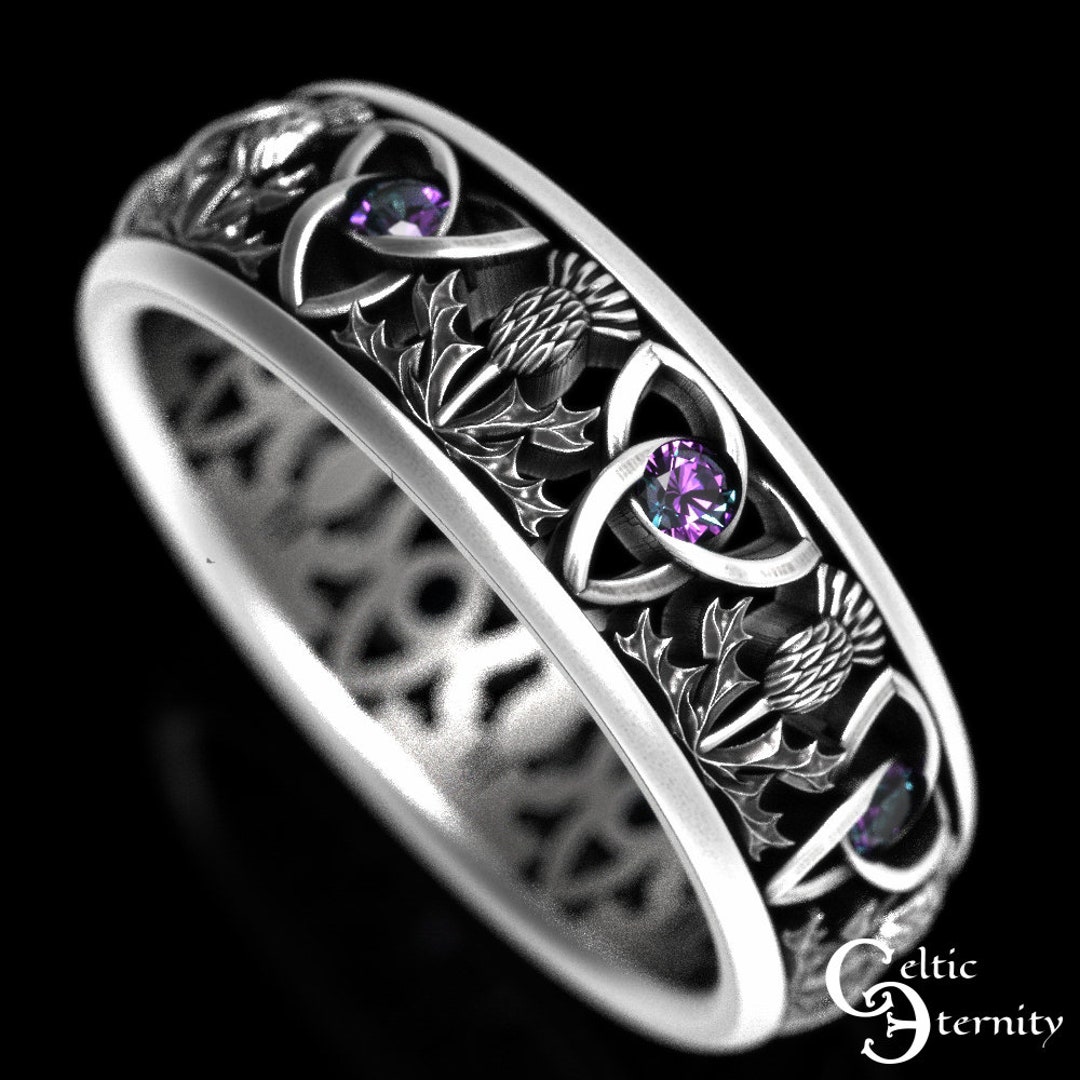 Alexandrite Trinity Celtic Ring, Sterling Scottish Wedding Ring ...