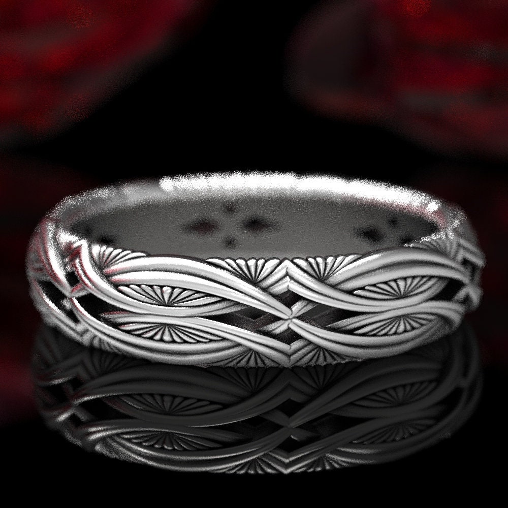 Embellished Celtic Eternity Band, Silver Celtic Wedding Ring, Celtic ...