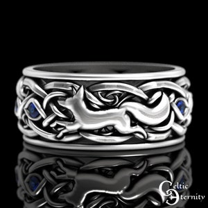 Silver Emerald Fox Ring Womens Sterling Fox Ring Fox Wedding - Etsy