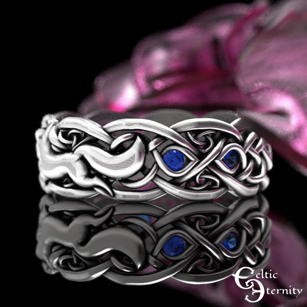 Womens Sterling Fox Ring, Sapphire Fox Wedding Ring, Fox Wedding Ring ...