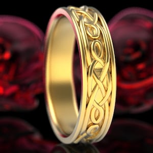 Gold Celtic Knot Wedding Set, Celtic Wedding Bands, Gold Wedding Ring ...