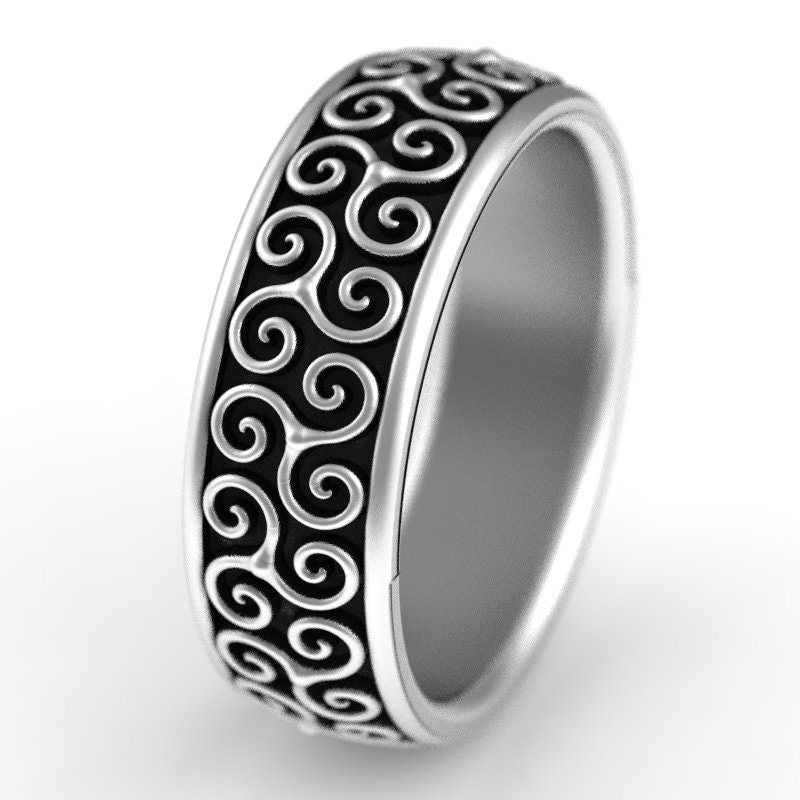 Repeating Celtic Pattern Ring Sterling Silver Triskele Ring - Etsy