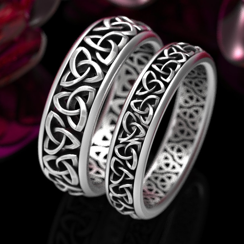 Celtic Wedding Ring Set His & Hers Matching Rings Sterling - Etsy Celtic Wedding Ring Set His & Hers Matching Rings Sterling - Etsy