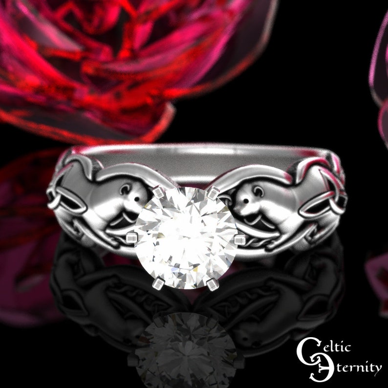 10K 14K Gold Otter Engagement Ring Moissanite Otter Ring - Etsy