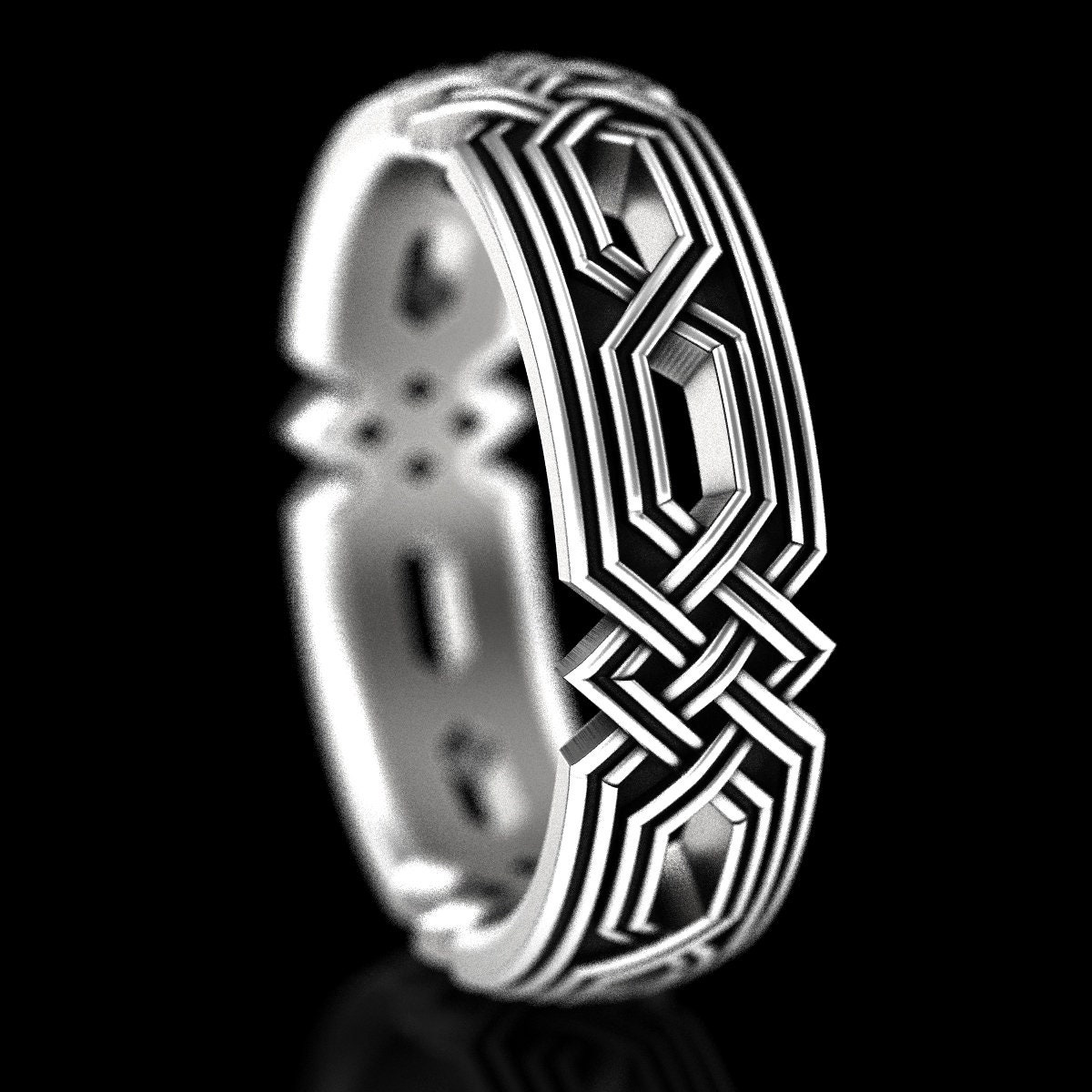 Sterling Silver Celtic Knot Ring, Silver Braided Ring, Mens Wedding ...