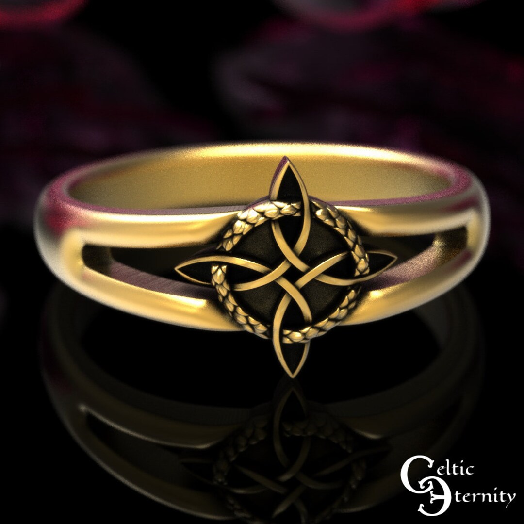 Gold Celtic Knot Ring, 10K Womens Celtic Ring, Witch Knot Ring, Gold ...