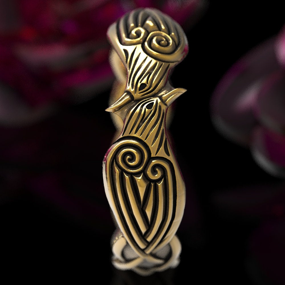 Gold Raven Ring, Hugin & Munin, Viking Raven Ring, Raven Wedding Ring ...