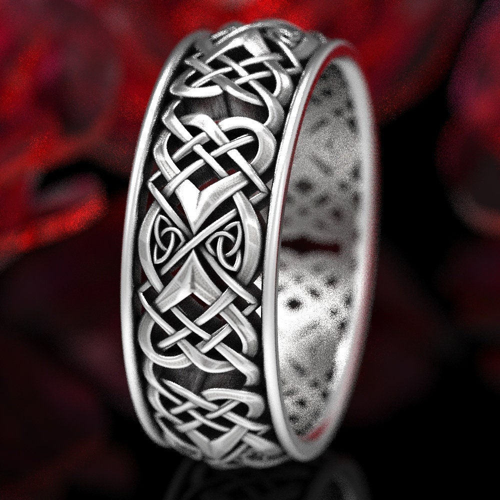 Celtic Knot Moissanite Wedding Ring Set. Matching Celtic Heart Knot ... Celtic Knot Moissanite Wedding Ring Set. Matching Celtic Heart Knot ...