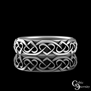 Womens Heart Knotwork Wedding Ring, Sterling Silver Irish Celtic Woven ...