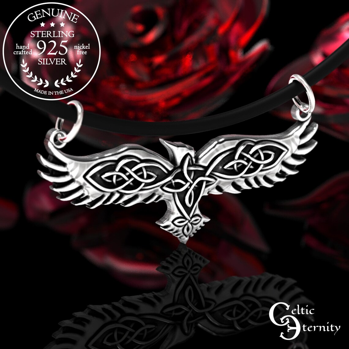 Celtic Raven Pendant, Norse Raven Necklace, Viking Raven Pendant ...