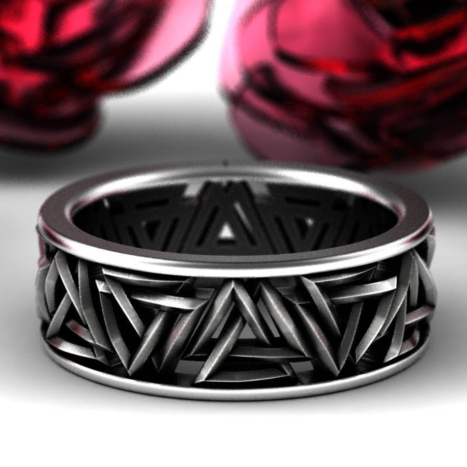 Valknut Knot Viking Silver Ring Set Viking Wedding Ring Set - Etsy